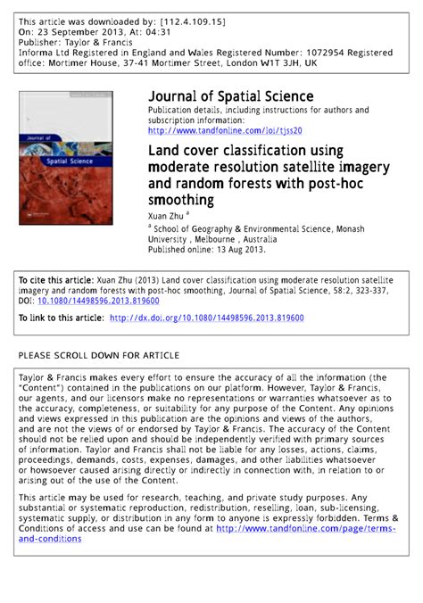 Pdf Land Cover Classification Using Moderate Resolution Satellite Imagery And Random Forests