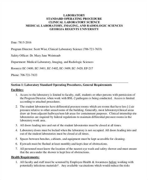 Laboratory Sop Template
