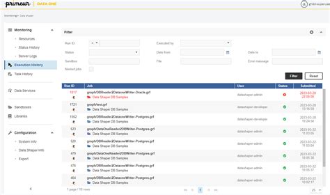 Viewing Job Runs Execution History