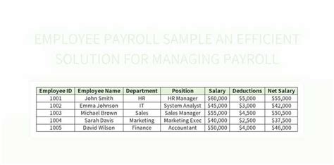 Efficient Payroll Management With Employee Sample Excel Template Free Download Pikbest