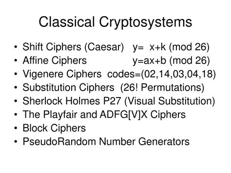 Ppt Classical Cryptosystems Powerpoint Presentation Free Download