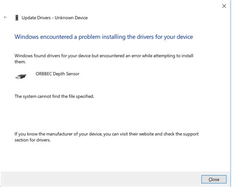 Orbbec Astra Fails To Install On My Windows 10 Getting Started