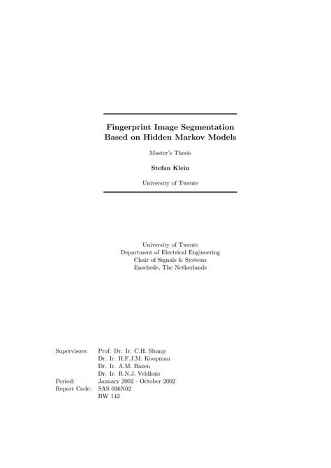 Pdf Fingerprint Image Segmentation Based On Hidden Markov Models