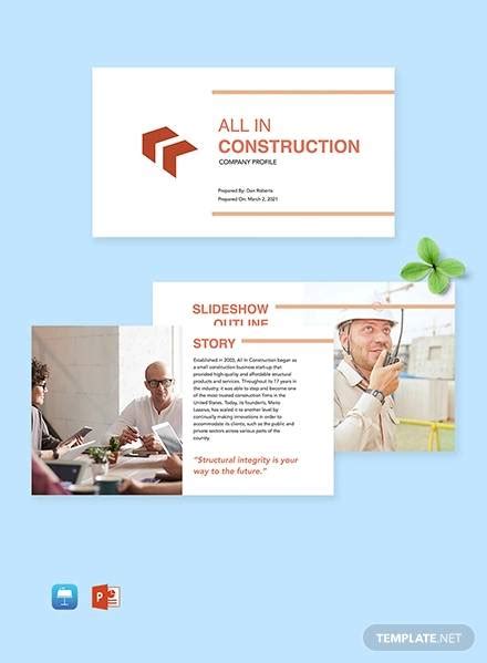 Free 19 Construction Company Profile Samples And Templates In Powerpoint Keynote Indesign