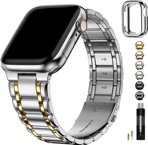 Fullmosa Compatible With Apple Watch Band 41mm 40mm 38mm With Tpu Protective Case Stainless