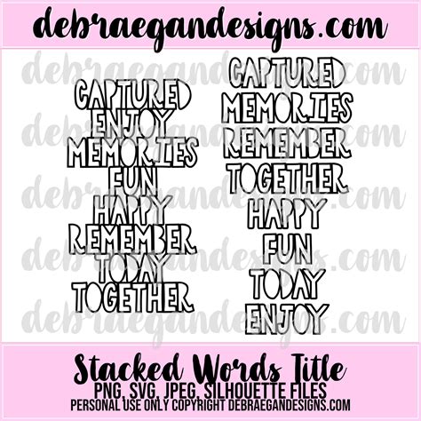 Stacked Words Title Cut File SVG PNG JPEG Studio Silhouette Cameo Cricut