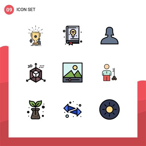 Pack Of 9 Creative Filledline Flat Colors Of Gallery Direction Learning