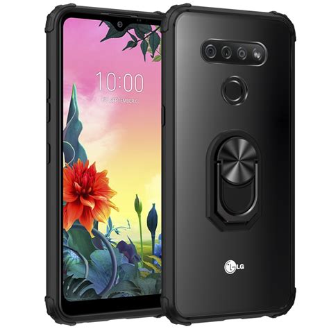 For LG K Shockproof Transparent TPU Acrylic Case With Ring Holder Black Alexnld Com