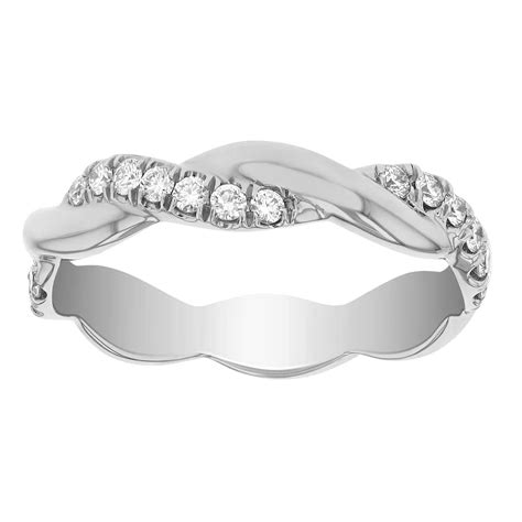 14k White Gold Diamond Twisted Wedding Band 029cttw Borsheims