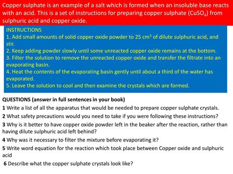 How To Make Copper Sulphate Cuso Using Copper Oxide Cuo