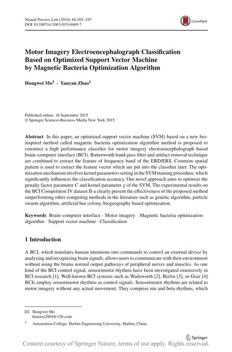 Motor Imagery Electroencephalograph Classification Based On Optimized