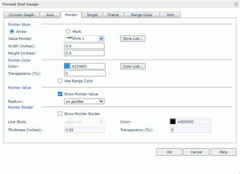 Format Dial Gauge Dialog Box Properties Logi Analytics