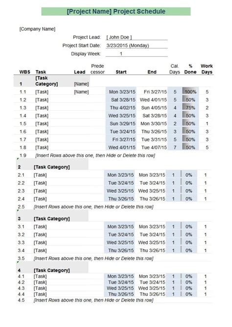 Project Schedule Sample Free Word Templates