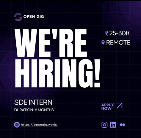 opengig is hiring sde intern role sde intern stipend 25 k30 k per