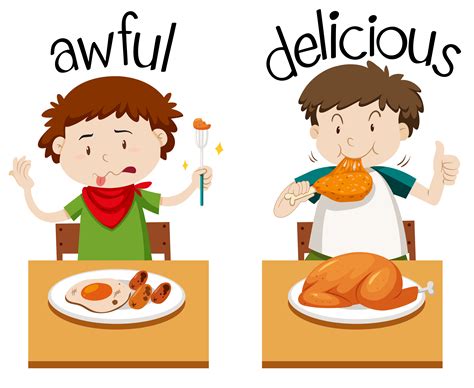 Opposite Words For Awful And Delicious 455213 Vector Art At Vecteezy