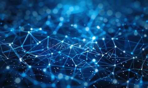 Abstract Blue Network Connection Dots And Lines Concept Of Technology Digital Communication