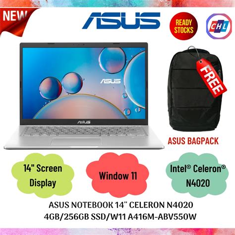 Asus Notebook 14 Celeron N4020 4gb256gb Ssdwin 11 A416m Abv550w