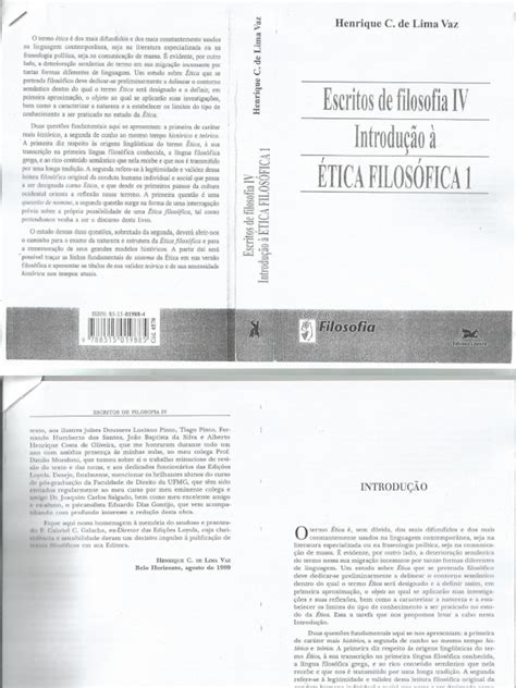 Introdução À Ética Filosófica 1 Lima Vaz Pdf