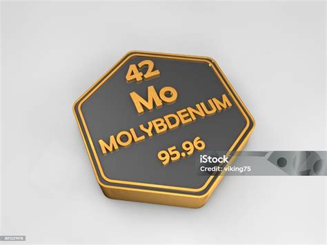 Molibdeno Mo Elemento Químico Tabla Periódica Forma Hexagonal 3d Render Foto De Stock Y Más