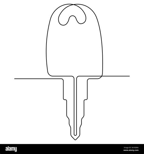 Key Icon Continuous Single Line Art Drawing Outline Vector Hand Drawn Illustration Stock Vector