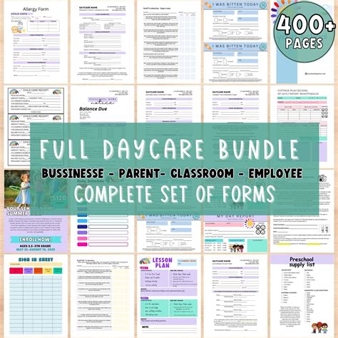 Daycare Forms Templates Full Daycare Starter Bundle Enrollment Forms