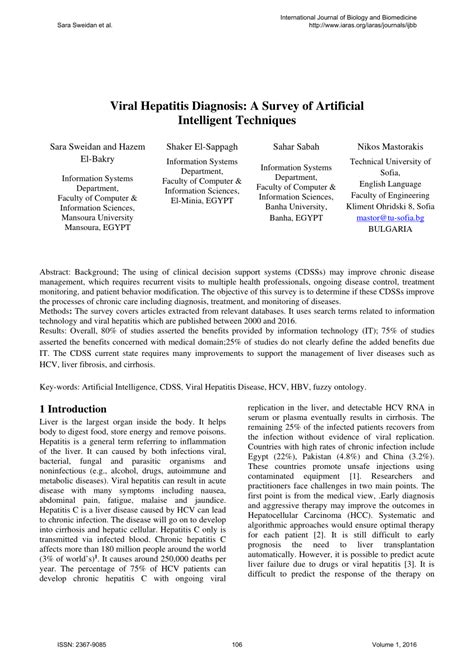 Pdf Viral Hepatitis Diagnosis A Survey Of Artificial Intelligent Techniques