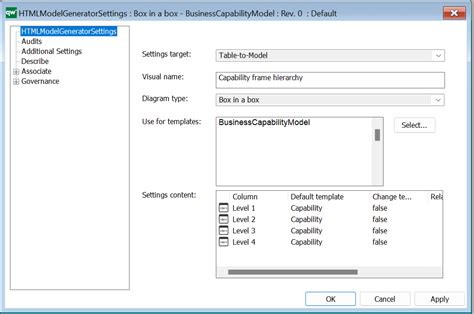Html Model Generator Settings Qualiware Center Of Excellence