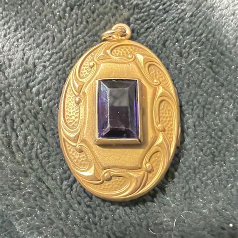 Art Nouveau Locket With Amethyst Paste Stone C 1910s Gem