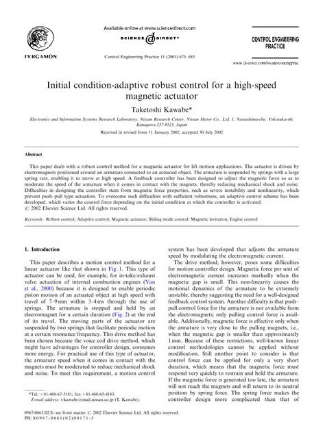 Pdf Initial Condition Adaptive Robust Control For A High Speed Magnetic Actuator Dokumentips