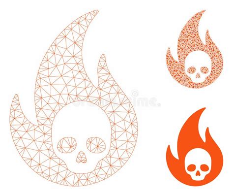 Hell Fire Vector Mesh Wire Frame Model And Triangle Mosaic Icon Stock Vector Illustration Of
