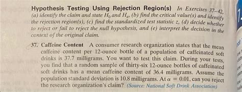 solved hypothesis testing using rejection region s in