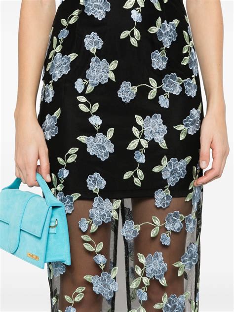 Black Flower Mesh Maxi Dress Rotate Women Rotate