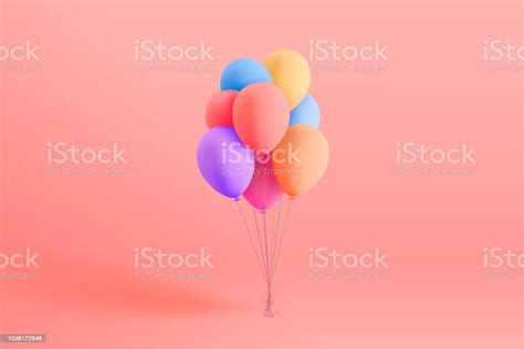 다채로운 현실적인 매트 헬륨 풍선 핑크 배경에 부동의 집합입니다 생일 파티 결혼식 또는 프로 모션 배너 또는 포스터에 대 한 벡터 3d 풍선 파스텔 컬러로 생생한 그림입니다