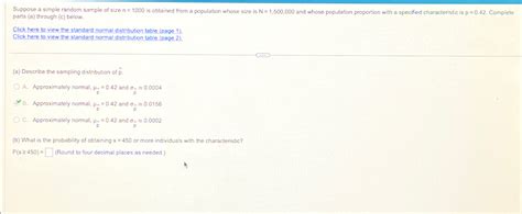 solved suppose a simple random sample of size n 1000 ﻿is