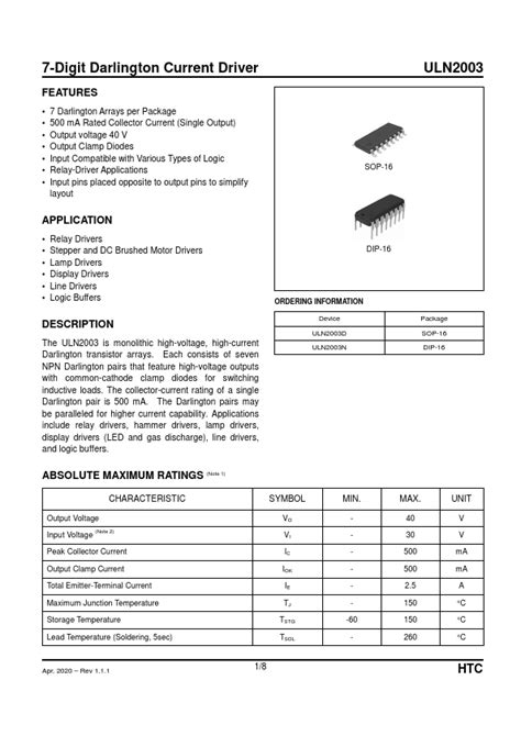 Uln2003n Datasheet Htc