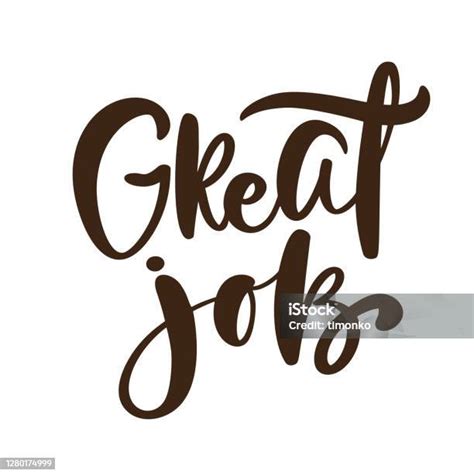 좋은 작업 벡터 손 그린 문자 긍정적 인 견적 명함 배너 포스터에 대한 서예 영감과 동기 부여 슬로건 감사합니다에 대한 스톡