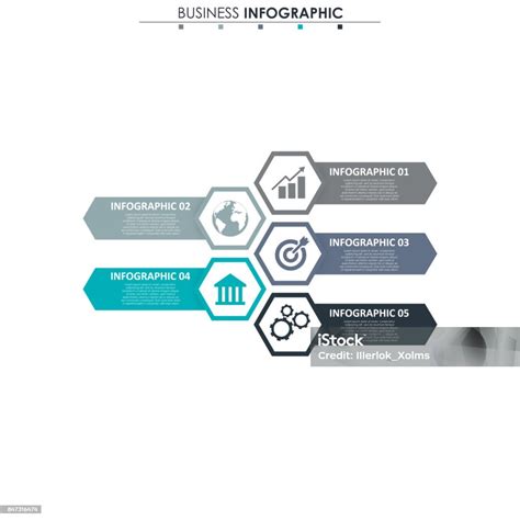 비즈니스 데이터 차트입니다 그래프 다이어그램 5 단계 전략 옵션 부품 또는 프로세스의 추상 요소 프레 젠 테이 션에 대 한 벡터 비즈니스 템플릿입니다 Infographic
