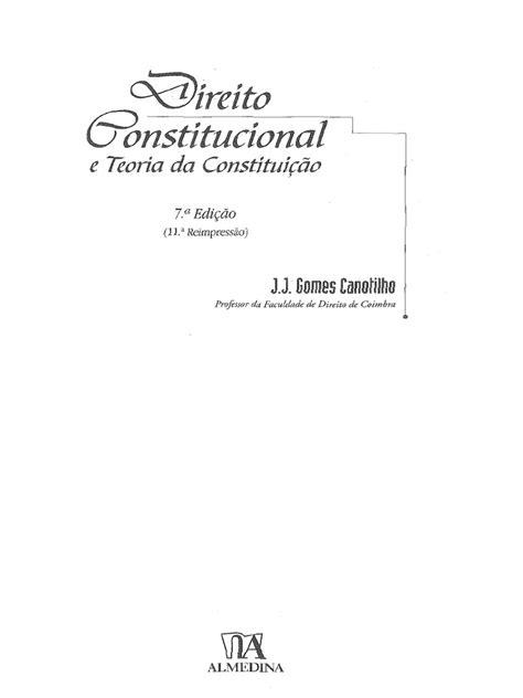 Jj Gomes Canotilho Direito Constitucional E Te Pdf