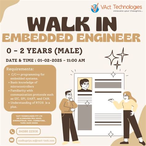 Success Bridge On Linkedin 🚀 Walk In Drive For Fresher Embedded Developers Vact Technologies