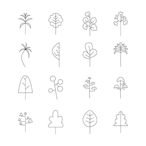 Flat Trees Icons Vector Pack MasterBundles