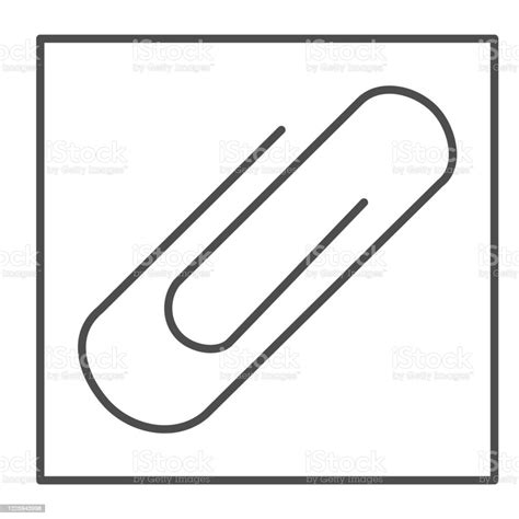 종이 클립 얇은 라인 아이콘 문구 개념 흰색 배경에 첨부 기호 모바일 개념 및 웹 디자인에 대 한 개요 스타일에 사무실 종이 클립 기호 벡터 그래픽 0명에 대한 스톡 벡터