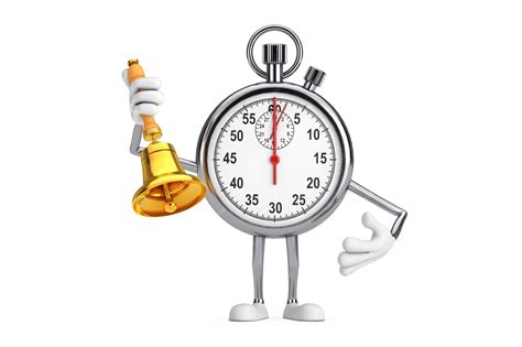 빈티지 골든 스쿨 벨 3d 렌더링이 있는 현대 스톱워치 만화 사람 캐릭터 마스코트 프리미엄 사진