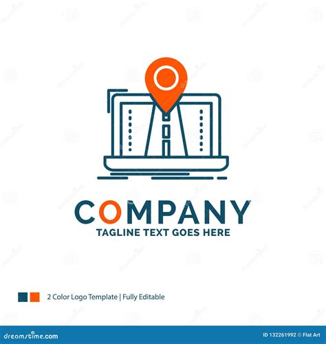 Navigation Map System Gps Route Logo Design Blue And Orange Stock Vector Illustration Of
