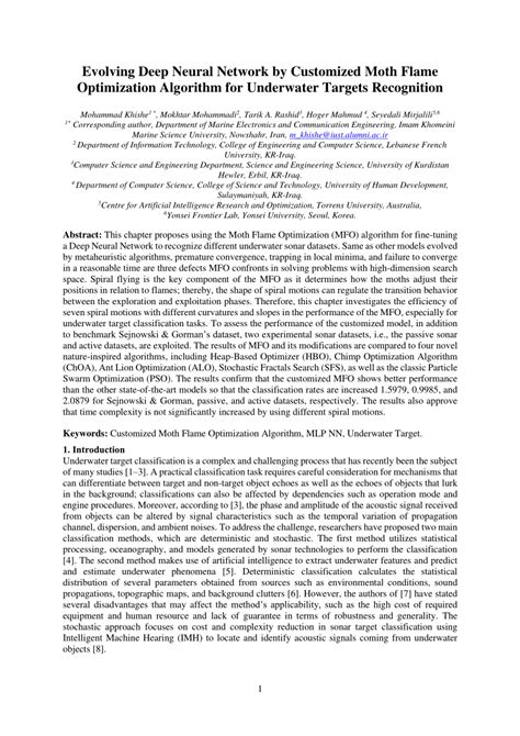Pdf Evolving Deep Neural Network By Customized Moth Flame