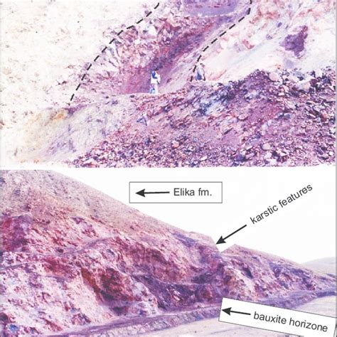 Outcrops Of The Jajarm Bauxite With Its Footwall Elika Formation And