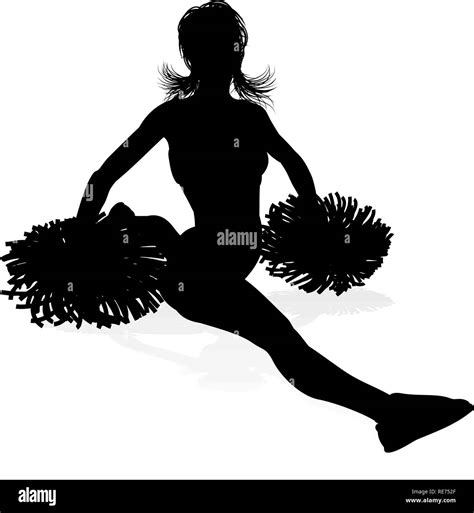 Cheerleader With Pom Poms Silhouette Stock Vector Image And Art Alamy