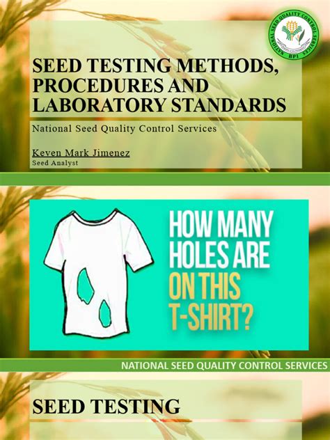Seed Testing Certification Pdf Seed Germination