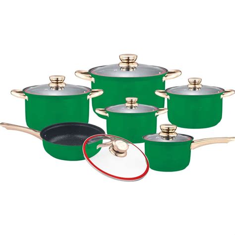 Color Cookware Non Stick Cookware Sets 12pcs Stainless Steel Cooking