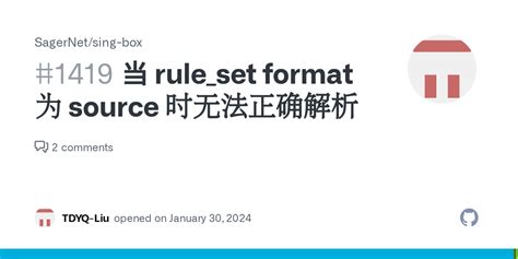 当 Ruleset Format 为 Source 时无法正确解析 · Issue 1419 · Sagernetsing Box · Github