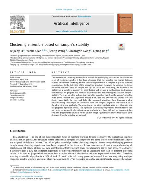 Pdf Clustering Ensemble Based On Sample Cn